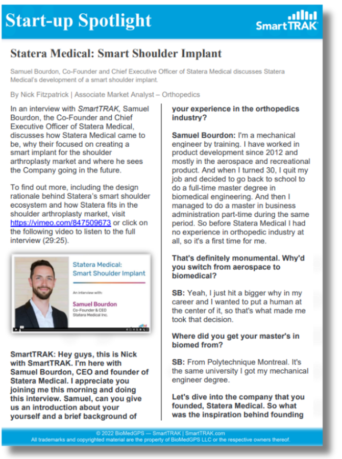 Statera Medical: Smart Shoulder Implant